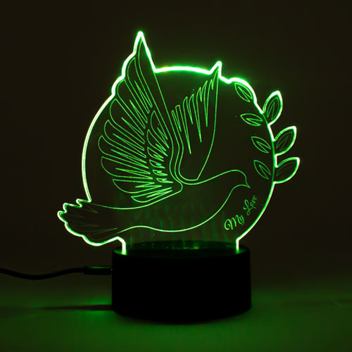 Dove Clear Acrylic Sign with LED Light Base | Partyrama