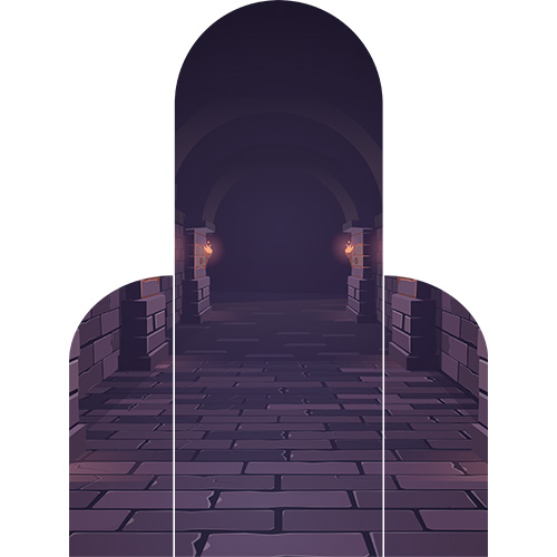 Gaming Dungeon Stage Design Arch and Two Sides Sailboard Backdrop ...