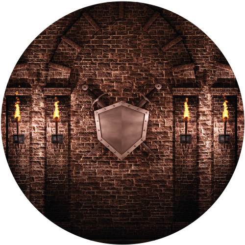 Medieval Swords & Shield Design Circle Sailboard Backdrop | Partyrama