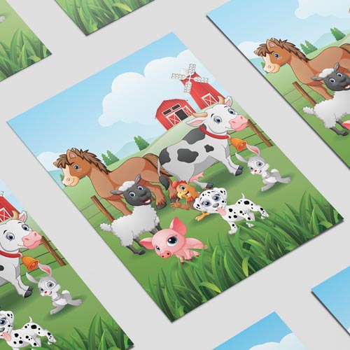 Happy Farm Animals Design Poster PVC Party Sign Decoration | Partyrama