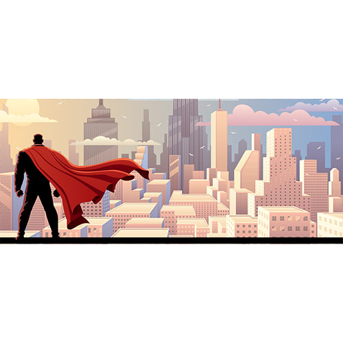Superhero Skyline Design PVC Personalised Party Sign Decoration | Partyrama