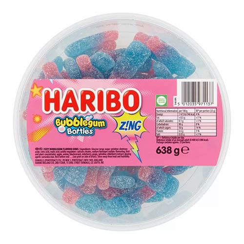 Haribo Bubble Gum Bottle Zing Sweets 638g | Partyrama