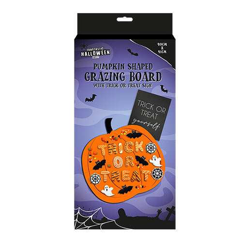 Halloween Pumpkin Shaped Grazing Board with Trick or Treat Sign 41cm ...