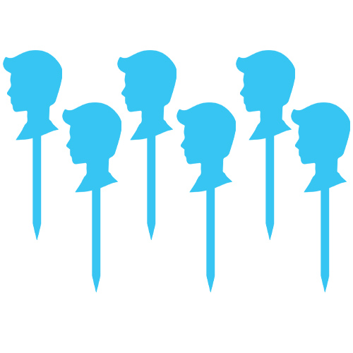 Male Doll Style Acrylic Cake Pick Topper - Pack of 6 | Partyrama