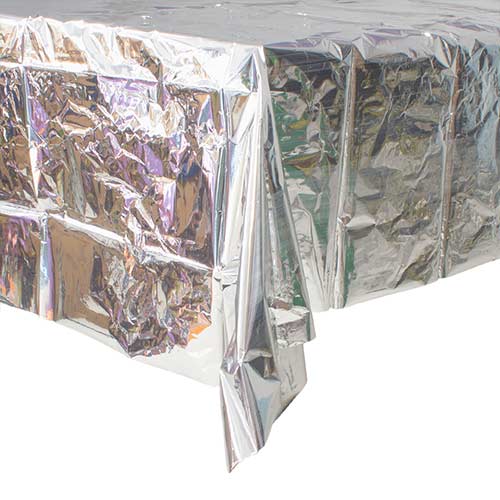 Silver Foil Economy Plastic Tablecover 1.83m x 1.37m | Partyrama
