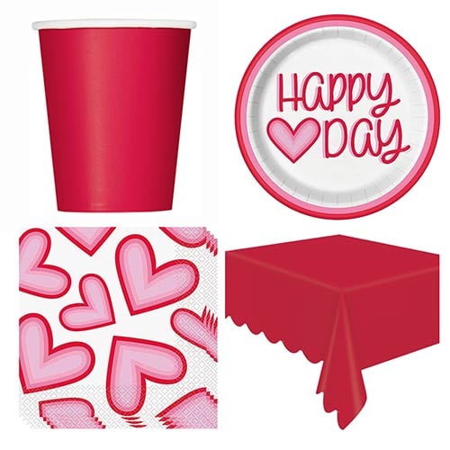 Retro Valentine Hearts 8 Person Value Party Pack | Partyrama