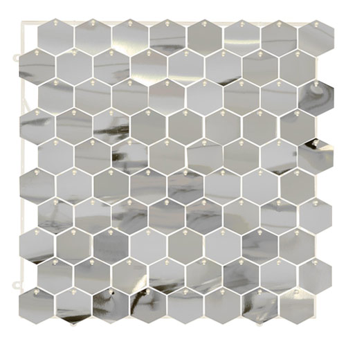 Metallic Silver Hexagons Sequin Wall Panel Backdrop 30cm x 30cm | Partyrama