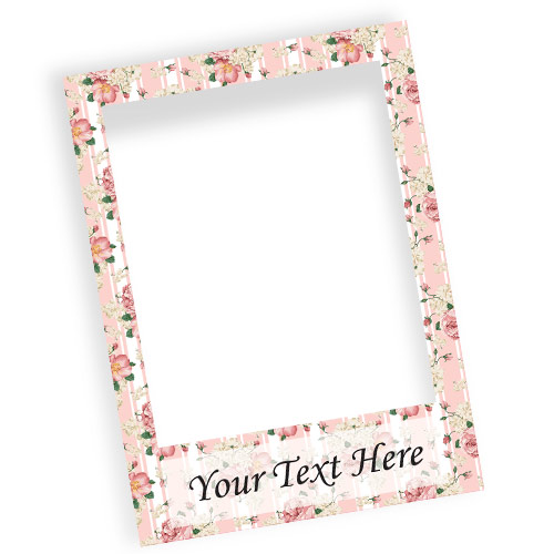 Pink Floral Stripe Personalised Selfie Frame Photo Prop | Partyrama