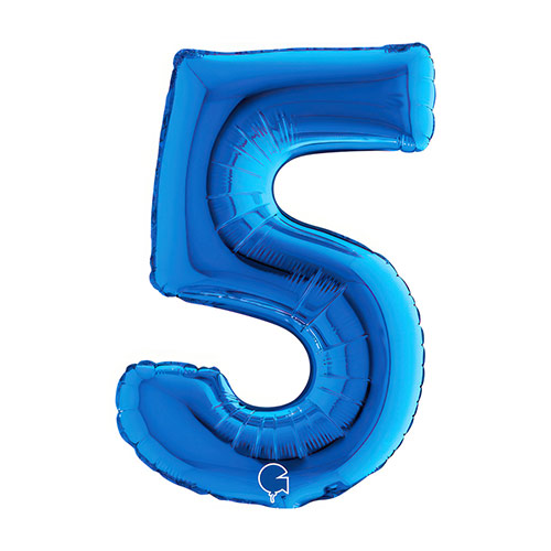 Blue Number 5 Air Fill Foil Balloon 36cm / 14 in | Partyrama