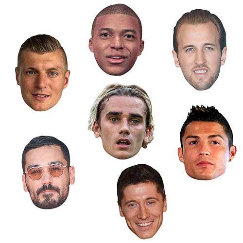 Euro Footballers Cardboard Face Masks - Pack of 7 | Partyrama