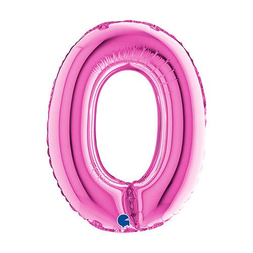 Fuchsia Pink Number 0 Air Fill Foil Balloon 36cm / 14 in | Partyrama