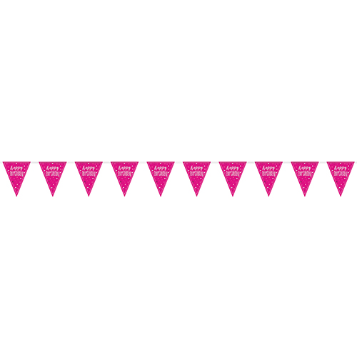 Hot Pink Glitz Happy Birthday Holographic Foil Pennant Bunting 274cm ...