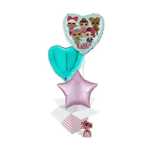 LOL Surprise Turquoise Foil Helium Balloon Bouquet - 3 Inflated ...