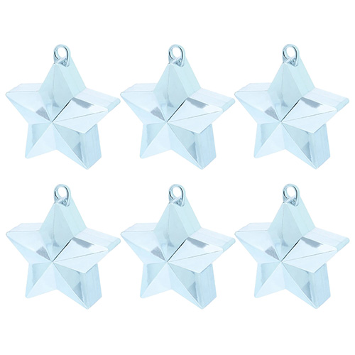 Light Blue Star Balloon Weights - Pack of 6 | Partyrama