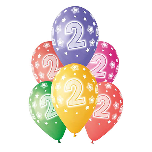 Assorted Colour Cosmic Stars Age 2 Latex Balloons 33cm / 13 in - Pack ...