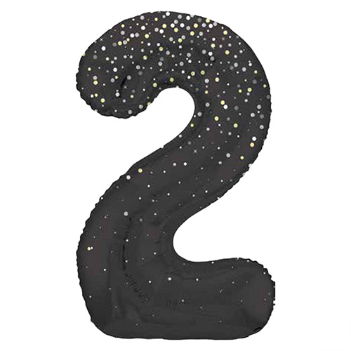 Black Glitz Prismatic Number 2 Helium Foil Giant Balloon 86cm / 34 in ...