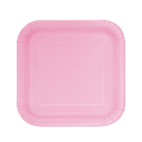 Light Pink Square Paper Plates 17cm - Pack of 16 | Partyrama