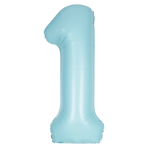 Matte Powder Blue Number 1 Helium Foil Giant Balloon 86cm / 34 in ...