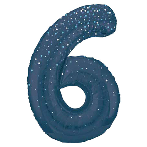 Navy Blue Glitz Prismatic Number 6 Helium Foil Giant Balloon 86cm / 34 ...