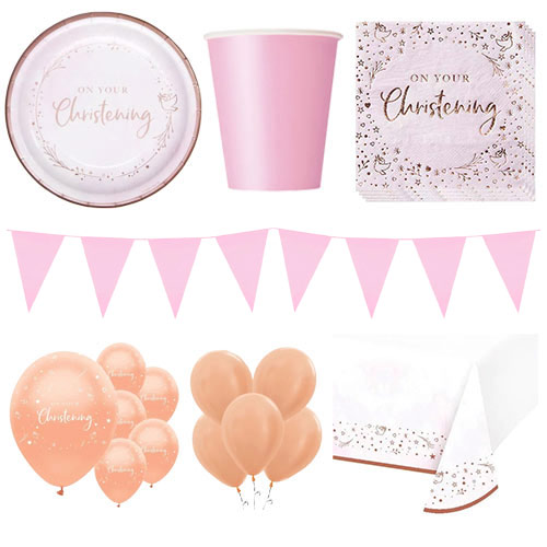 Pink On Your Christening 16 Person Deluxe Party Pack | Partyrama
