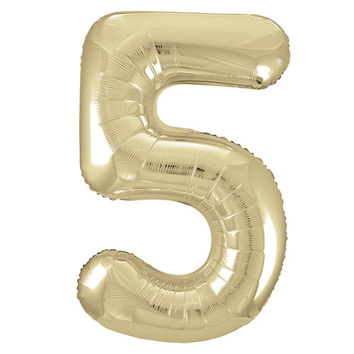 Soft Gold Number 5 Helium Foil Giant Balloon 86cm / 34 in | Partyrama