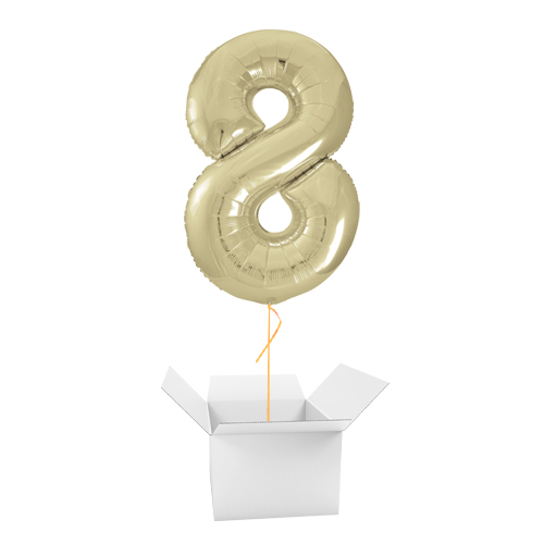 Soft Gold Number 8 Helium Foil Giant Balloon - Inflated Balloon in a ...