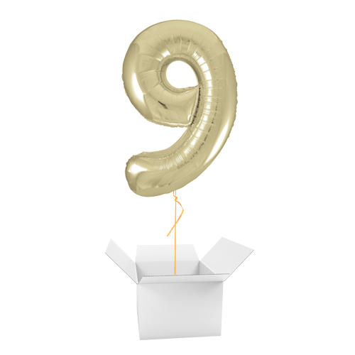 Soft Gold Number 9 Helium Foil Giant Balloon - Inflated Balloon in a ...