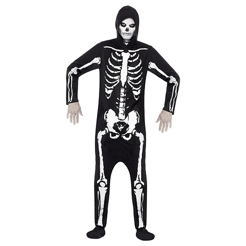 Skeleton All In One Jumpsuit Fancy Dress Costume Unisex Adult Large ...