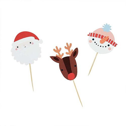 Festive Friends Christmas Food Picks - Pack of 12 | Partyrama