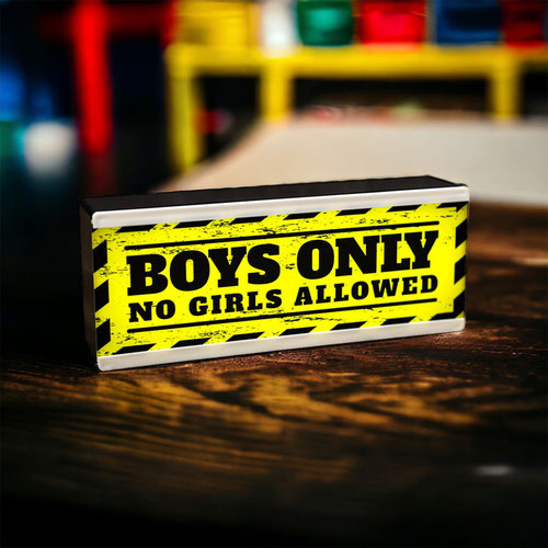 Boys Only Yellow LED Light Box Room Sign | Partyrama