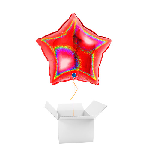Glitter Holographic Red Star Shape Foil Helium Balloon - Inflated ...