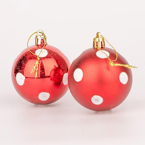 Red with White Glitter Polka Dots Shatterproof Christmas Baubles 10cm ...