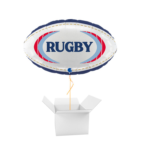 Rugby Ball Foil Helium Balloon - Inflated Balloon in a Box | Partyrama