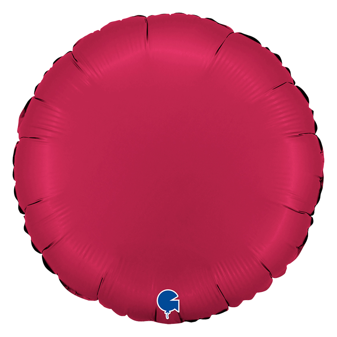 Satin Cherry Red Round Shape Foil Helium Balloon 46cm / 18 in | Partyrama