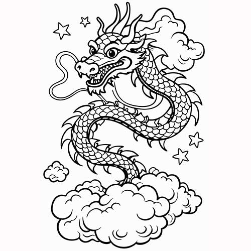 Chinese Lunar New Year Dragon A4 Colouring Sheet | Partyrama