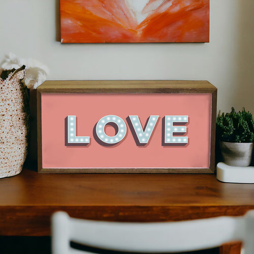 Love Led Light Box Wood Room Sign Partyrama