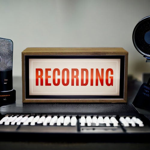 Recording LED Light Box Wood Room Sign | Partyrama