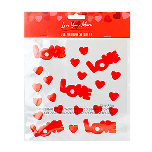 Love & Hearts Valentine's Gel Window Sticker | Partyrama