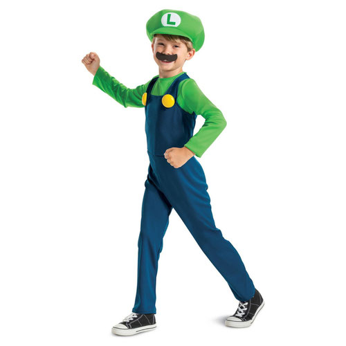 Luigi Nintendo Super Mario Brothers Boys Fancy Dress Costume Kids Small ...