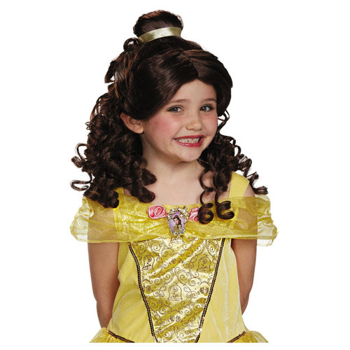 Belle Beauty and The Beast Disney Princess Girls Long Brown Curly Half ...