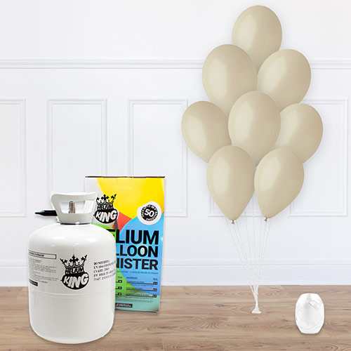 Disposable Helium Gas Canister with 50 Latte Cream Balloons and Curling ...
