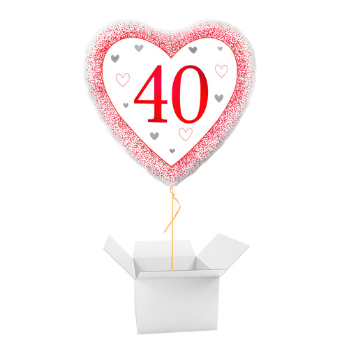 Happy 40th Ruby Anniversary Heart Shape Foil Helium Balloon - Inflated ...