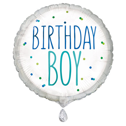 Birthday Boy Round Foil Helium Balloon 46cm / 18 in | Partyrama