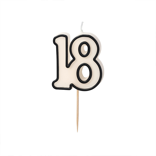 Black & White 18th Birthday Elegant Milestone Candle 5.5cm | Partyrama