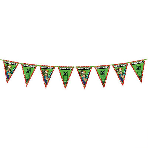 Minecraft Paper Triangle Flag Bunting Banner 2.3m | Partyrama