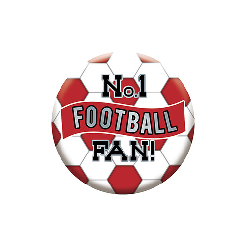 Red & White No. 1 Football Fan Badge 5.5cm | Partyrama
