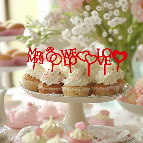 Wedding Themed Customisable Acrylic Cake Pick Decorative Toppers - Pack ...