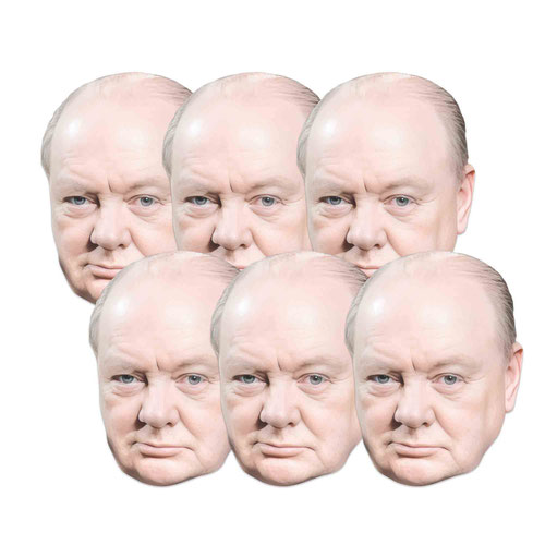 Winston Churchill Cardboard Face Masks - Pack of 6 | Partyrama