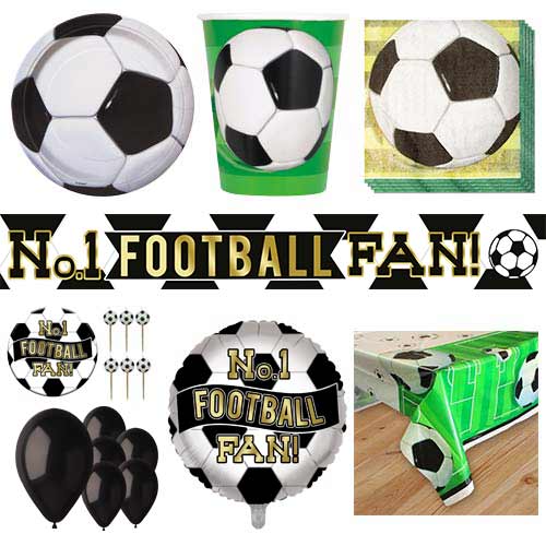 Black & White Football 16 Person Deluxe Party Pack | Partyrama
