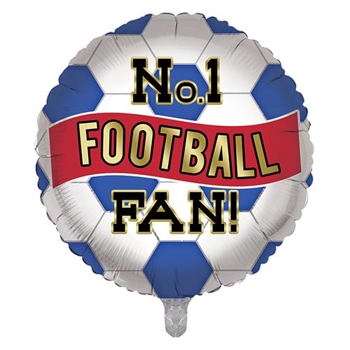 Blue & Red No. 1 Football Fan Round Foil Helium Balloon 46cm / 18 in ...